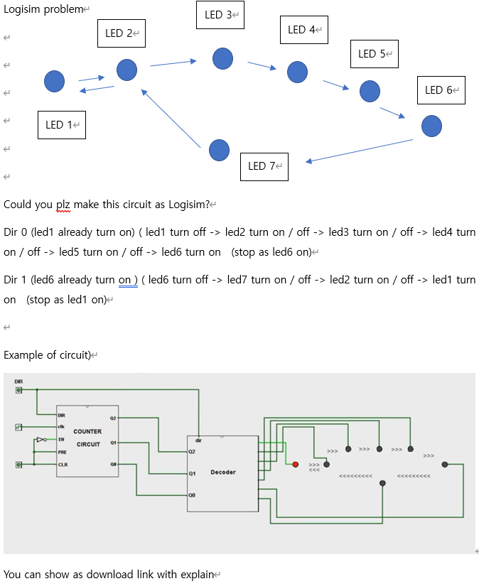 Solved Logisim probleme LED 34 LED 2 LED 4 LED 5 LED 6 LED | Chegg.com