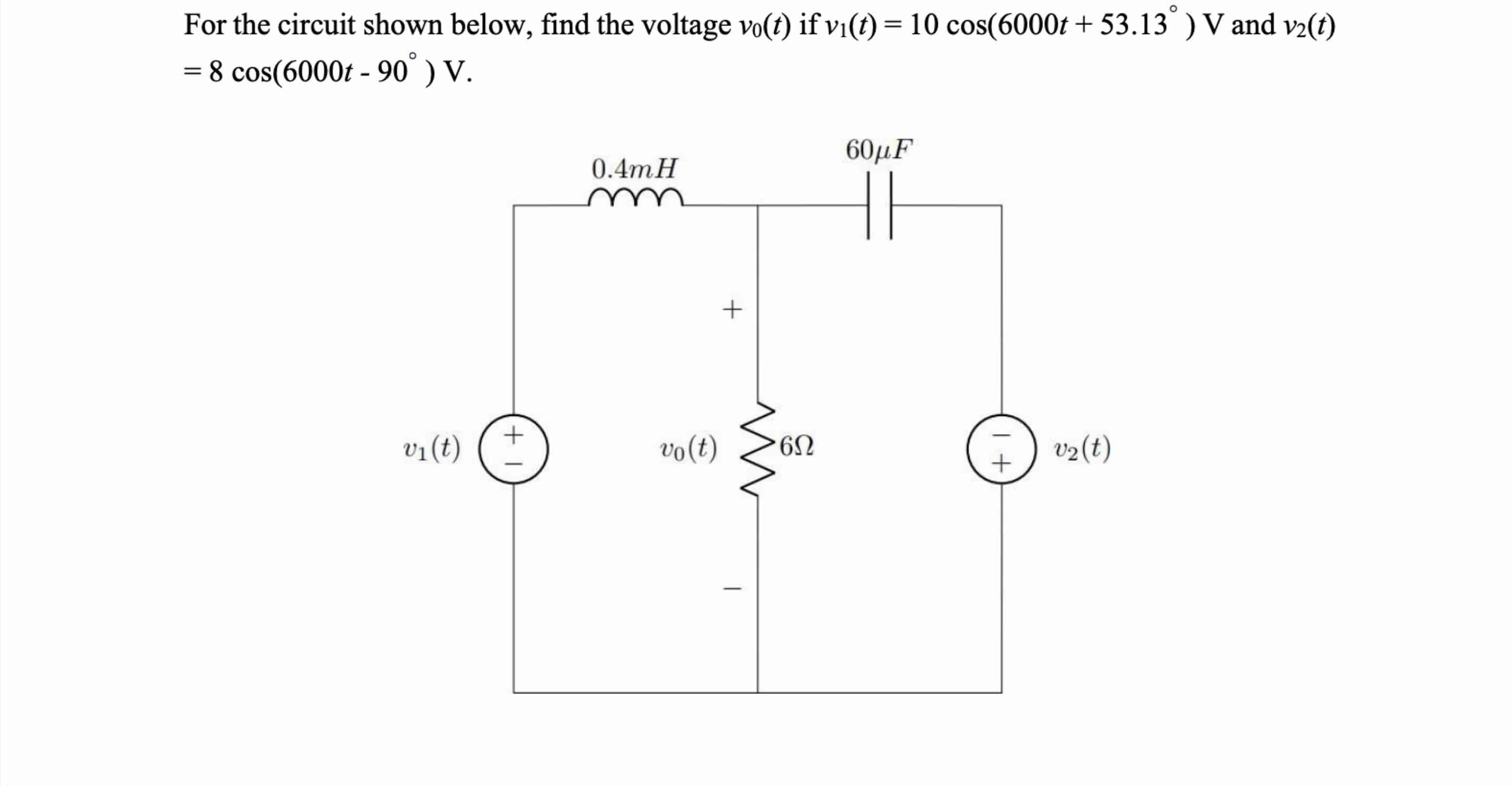 Solved For the circuit shown below, find the voltage | Chegg.com