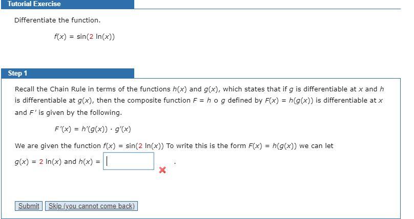 Solved Tutorial Exercise Differentiate the function. f(x) = | Chegg.com