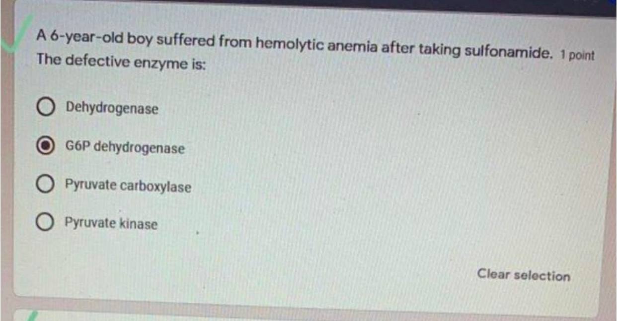 Solved A 6-year-old boy suffered from hemolytic anemia after | Chegg.com