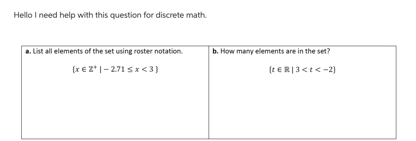 Solved Hello I need help with this question for discrete | Chegg.com