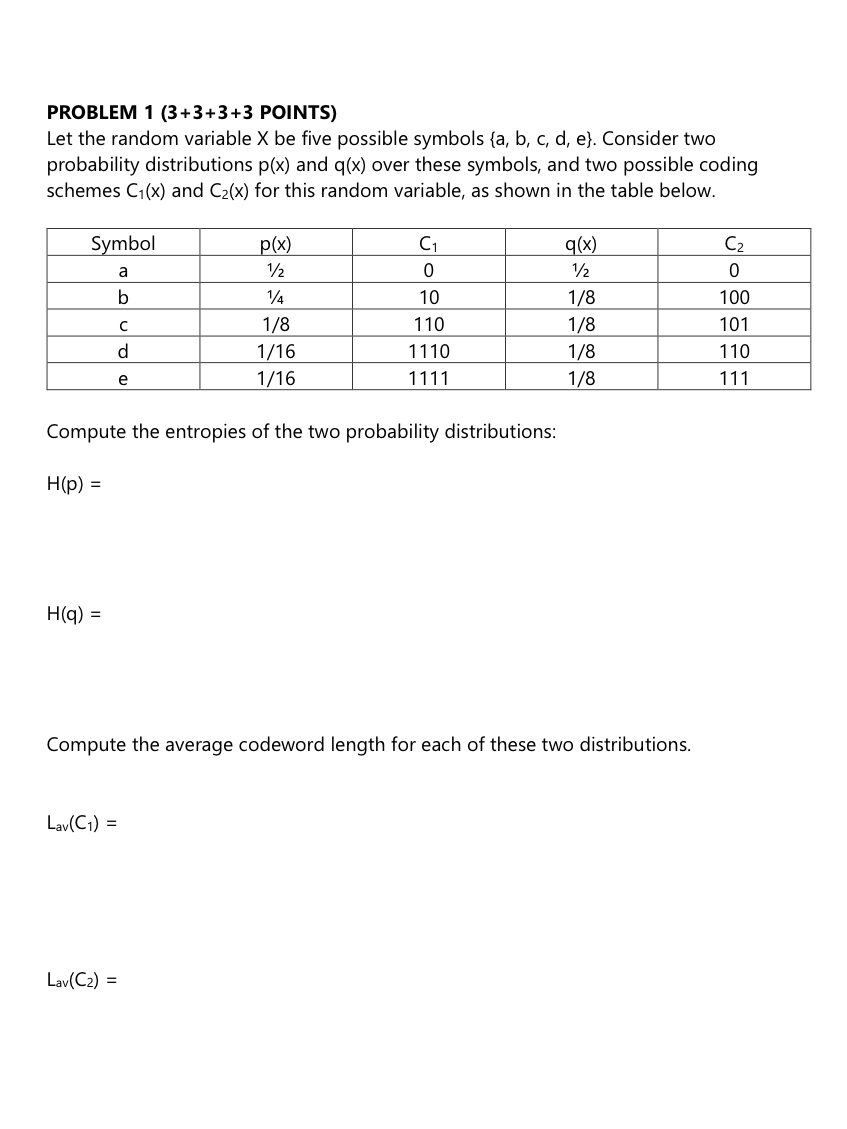 Solved PROBLEM 1 (3+3+3+3 ﻿POINTS)Let the random variable | Chegg.com