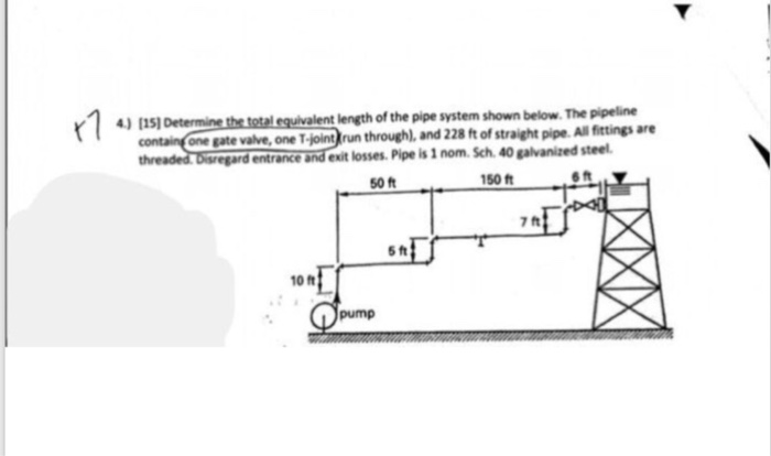 Solved 4) [15 ength of the pipe system shown below. The | Chegg.com