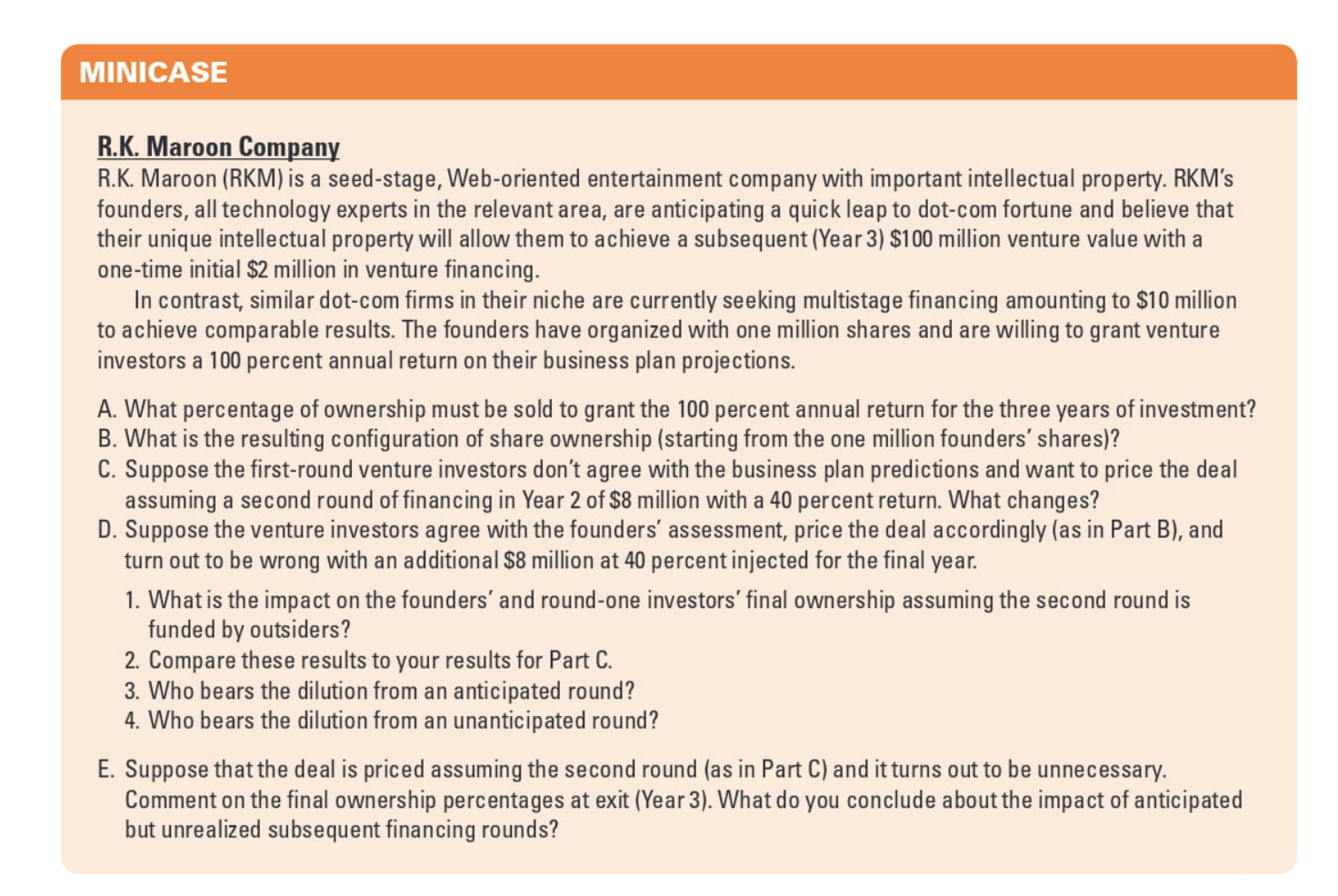 R.K. Maroon Company R.K. Maroon (RKM) is a | Chegg.com
