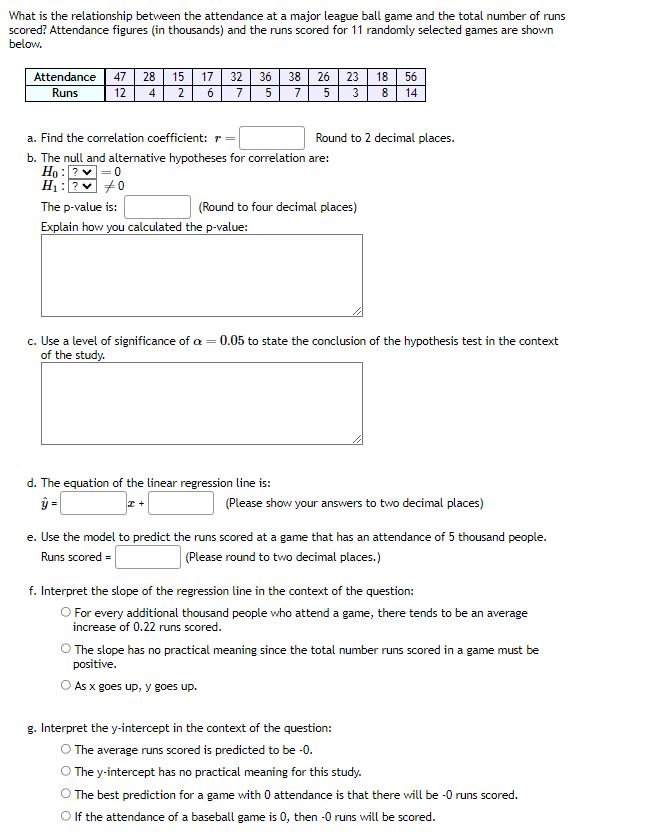 Solved What is the relationship between the attendance at a | Chegg.com