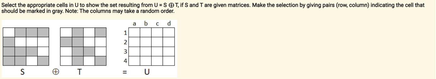 Solved Task 1: draw a table 4x4 and put X to the cell which | Chegg.com