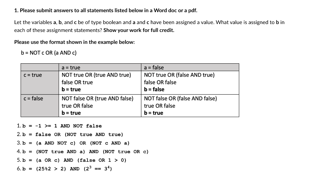 Solved 1. Please submit answers to all statements listed | Chegg.com
