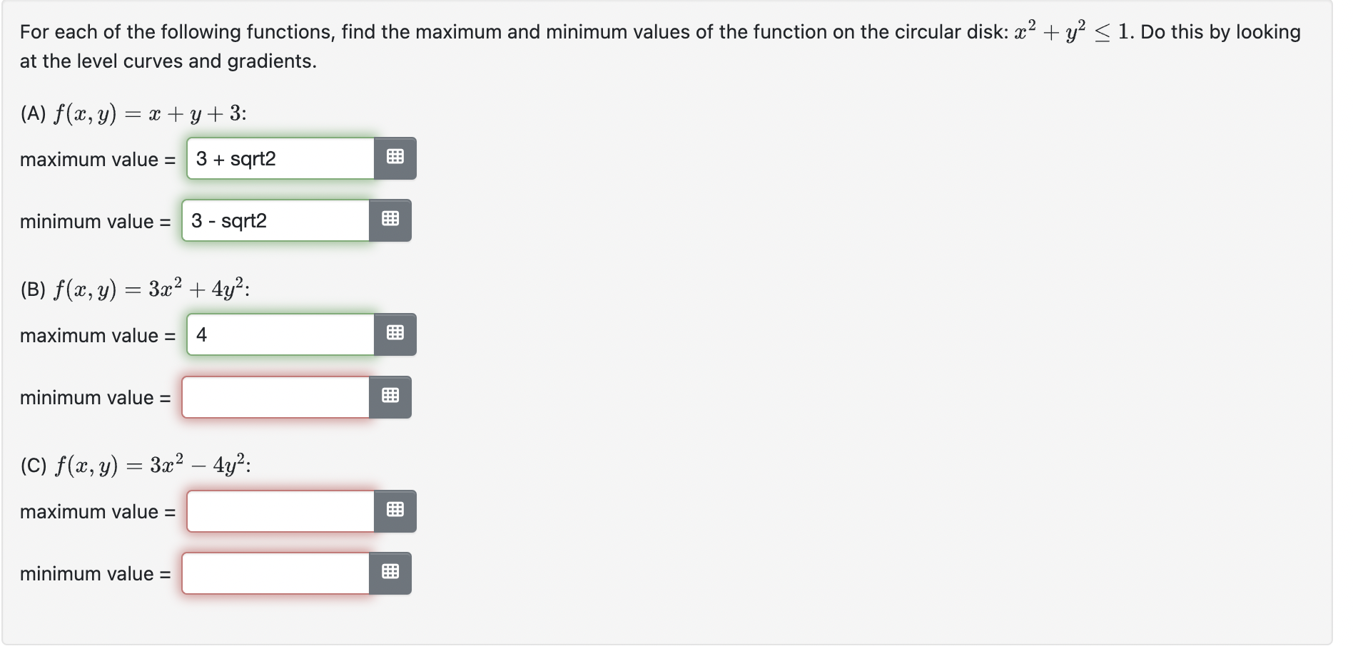 Solved For each of the following functions, find the maximum | Chegg.com