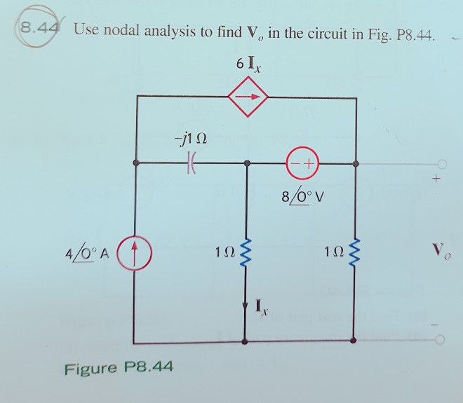 Solved 8.44 Use nodal analysis to find Vo in the circuit in | Chegg.com Solved 8.44 Use nodal analysis to find Vo in the circuit in | Chegg.com