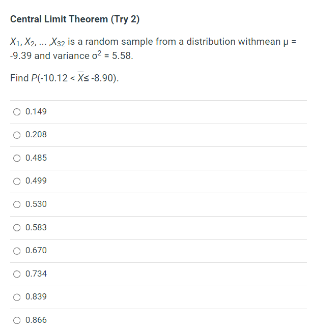 [Solved]: Central Limit Theorem (Try 2) ( X_{1}, X_{2},