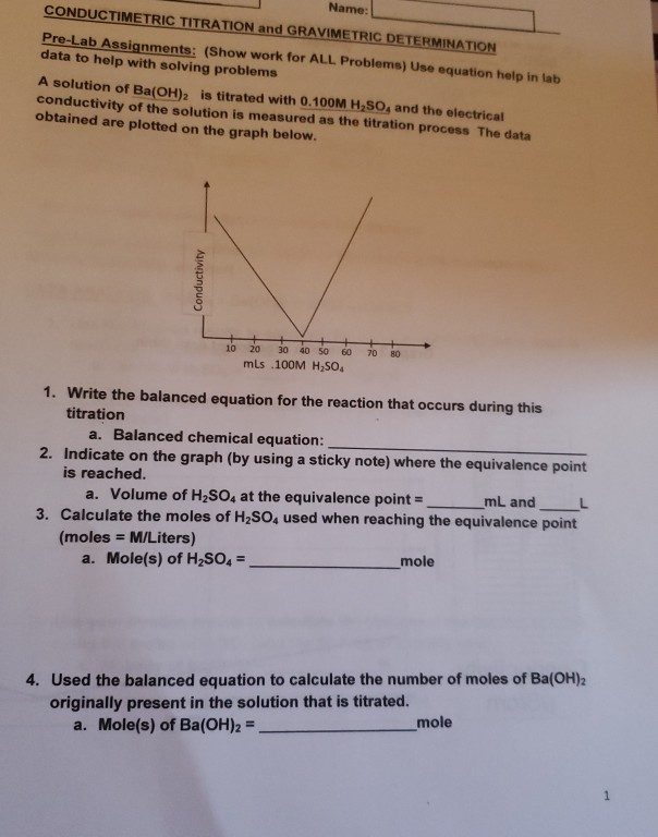Solved Name: CONDUCTIMETRIC TITRATION and GRAVIMETRIC | Chegg.com