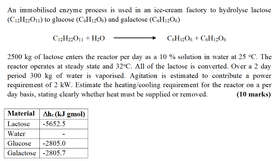 Solved An immobilised enzyme process is used in an ice-cream | Chegg.com