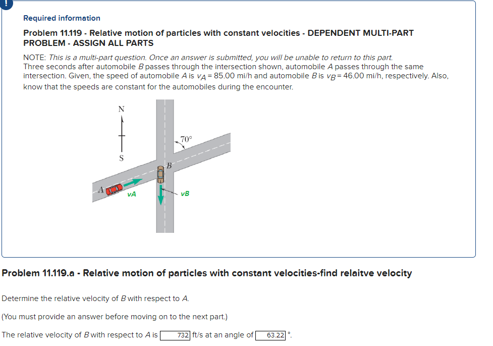 Solved Problem 11 119 Relative Motion Of Particles With