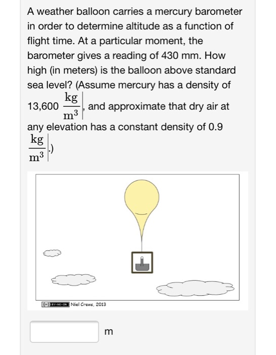 Solved A weather balloon carries a mercury barometer in | Chegg.com
