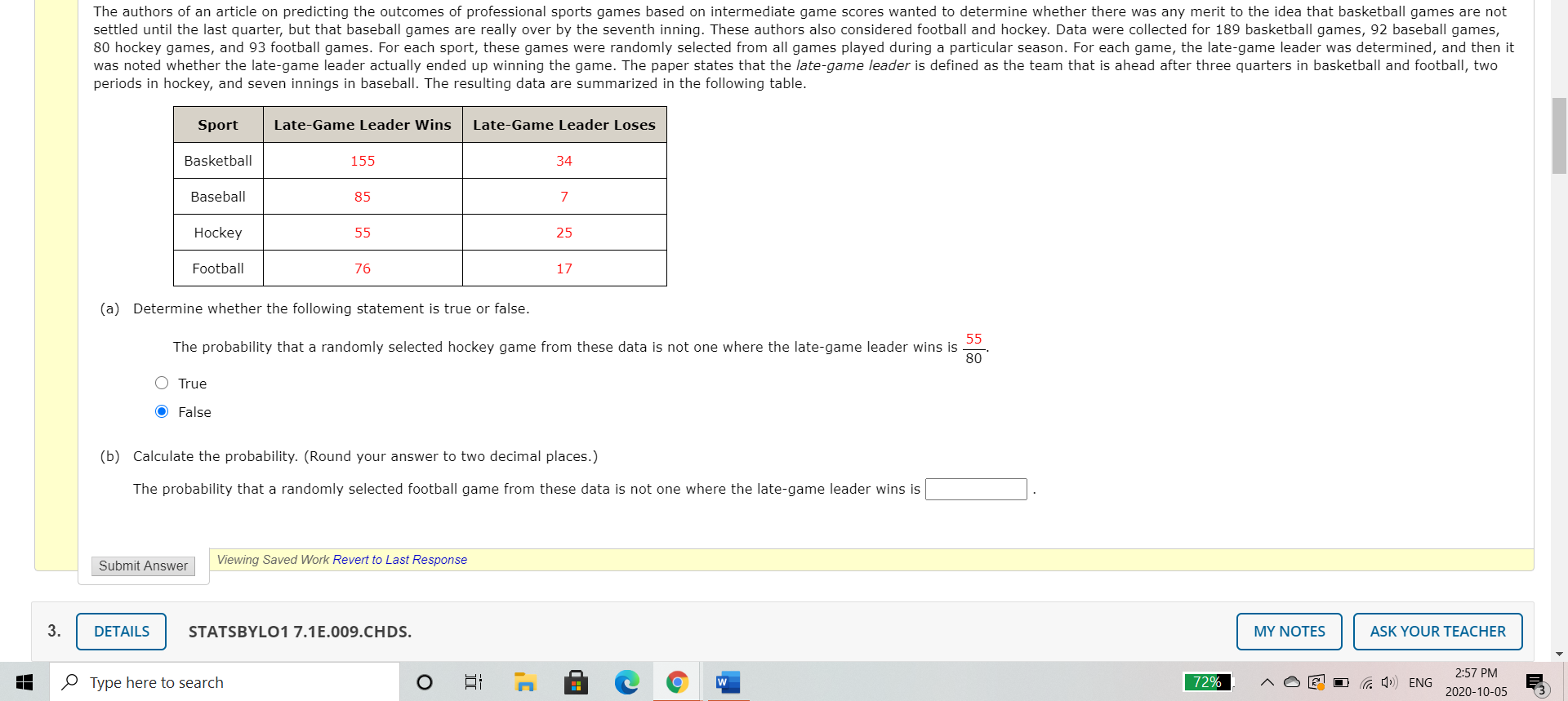 Solved The authors of an article on predicting the outcomes | Chegg.com