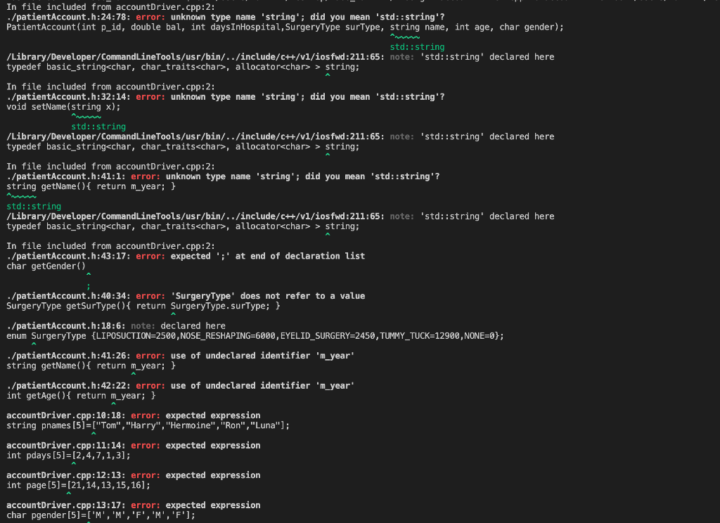 Solved //patientAccount.h file #ifndef | Chegg.com