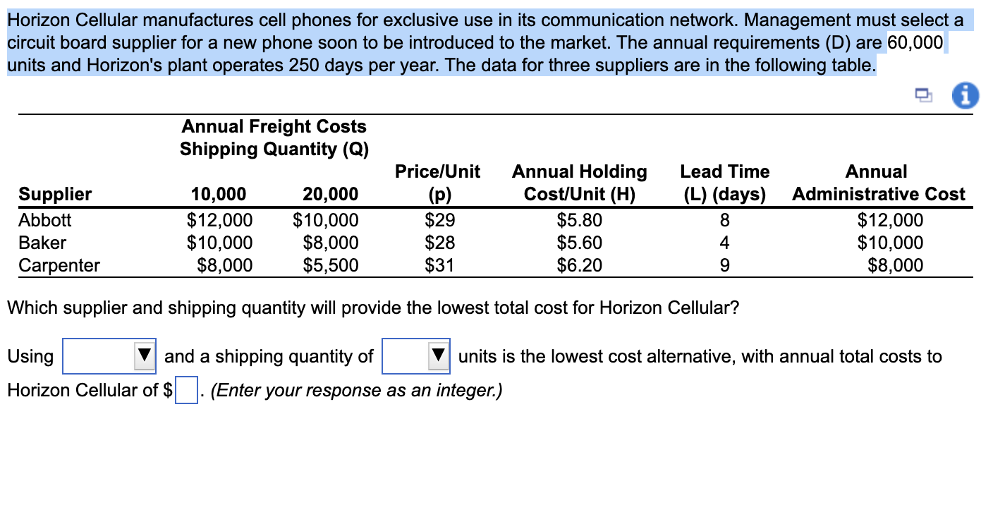 Horizon Cellular manufactures cell phones for | Chegg.com