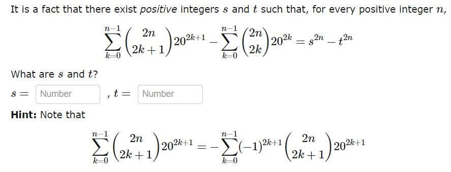 Solved It is a fact that there exist positive integers s and | Chegg.com