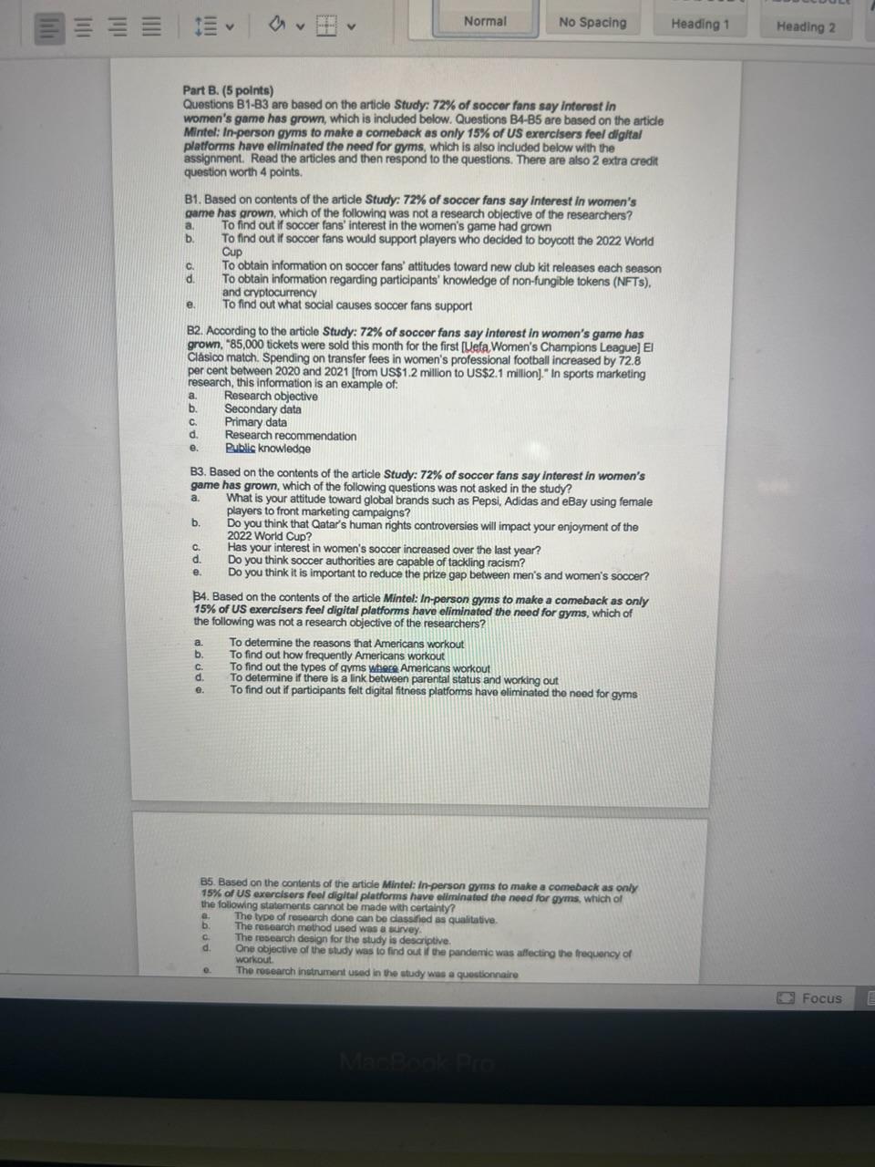 Solved Part B. (5 points) Questions B1-B3 are based on the | Chegg.com
