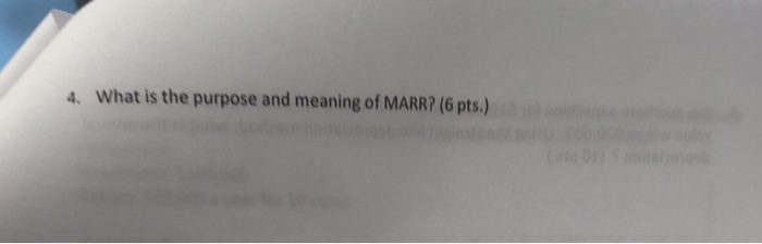 Solved 4. What is the purpose and meaning of MARR? (6 pts.) | Chegg.com