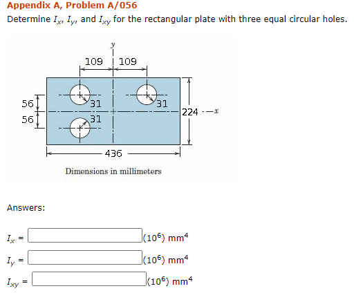 Solved Appendix A, Problem A/056 Determine Ix, Iy, and Ixy | Chegg.com