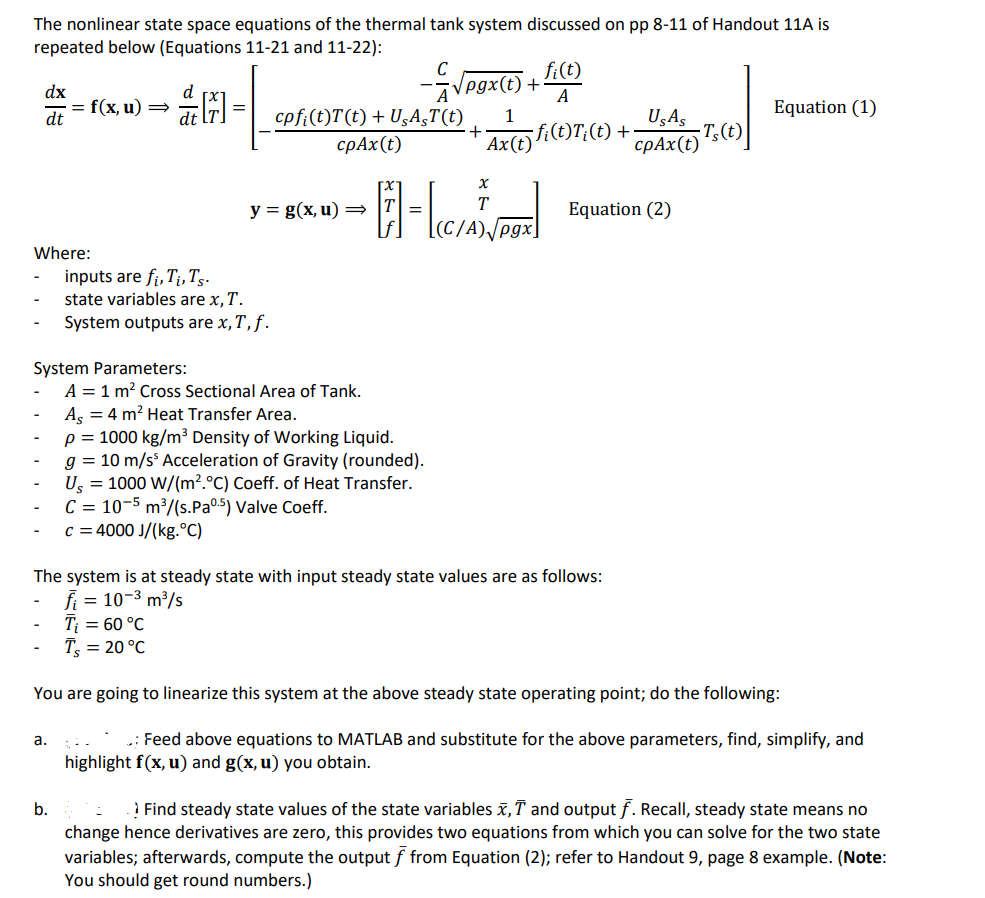 The Nonlinear State Space Equations Of The Thermal