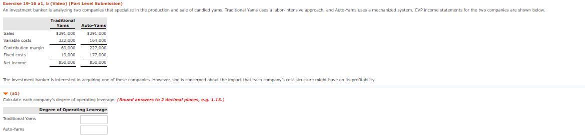 Solved Exercise 19-16 a1, b (Video) (Part Level Submission) | Chegg.com