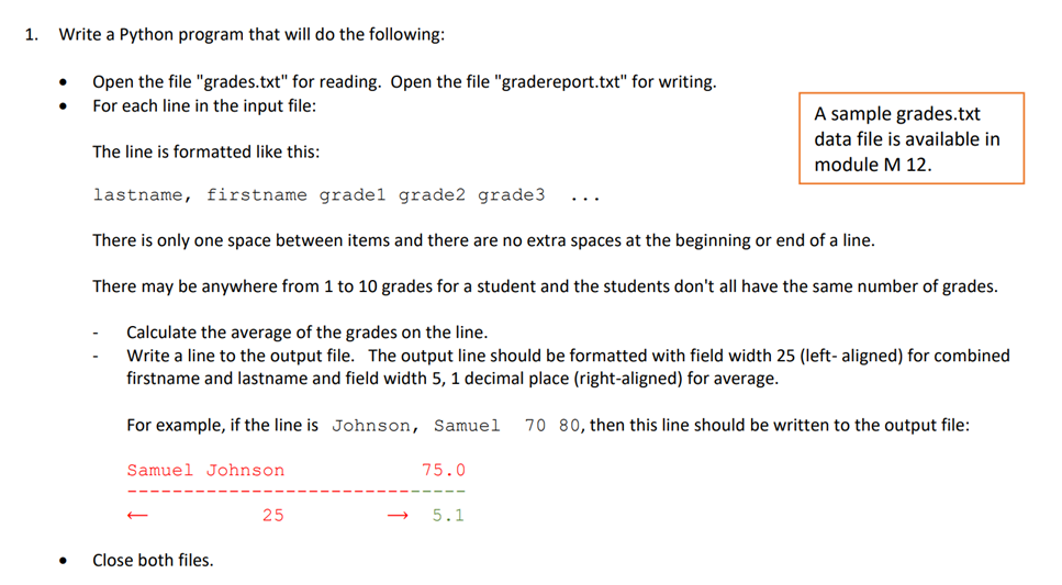 Solved grades.txt data Carter, Jimmy 80 78 67.5 Clinton, | Chegg.com