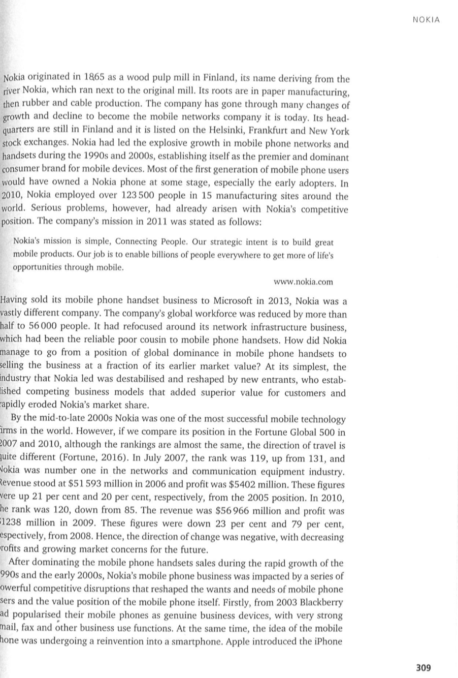 Solved NOKIA Nokia originated in 1865 as a wood pulp mill in | Chegg.com