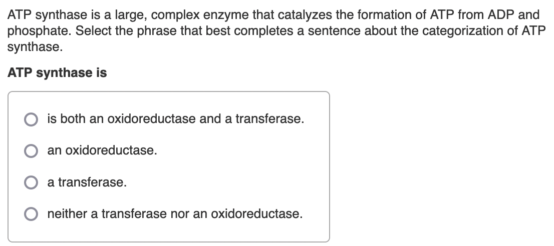 Solved ATP synthase is a large, complex enzyme that | Chegg.com