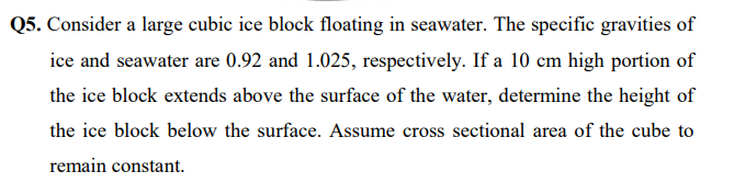 Solved 25. Consider a large cubic ice block floating in | Chegg.com Solved 25. Consider a large cubic ice block floating in | Chegg.com