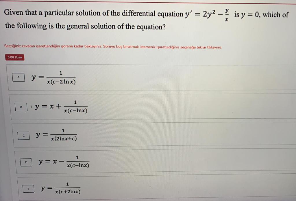 Solved Given that a particular solution of the differential | Chegg.com