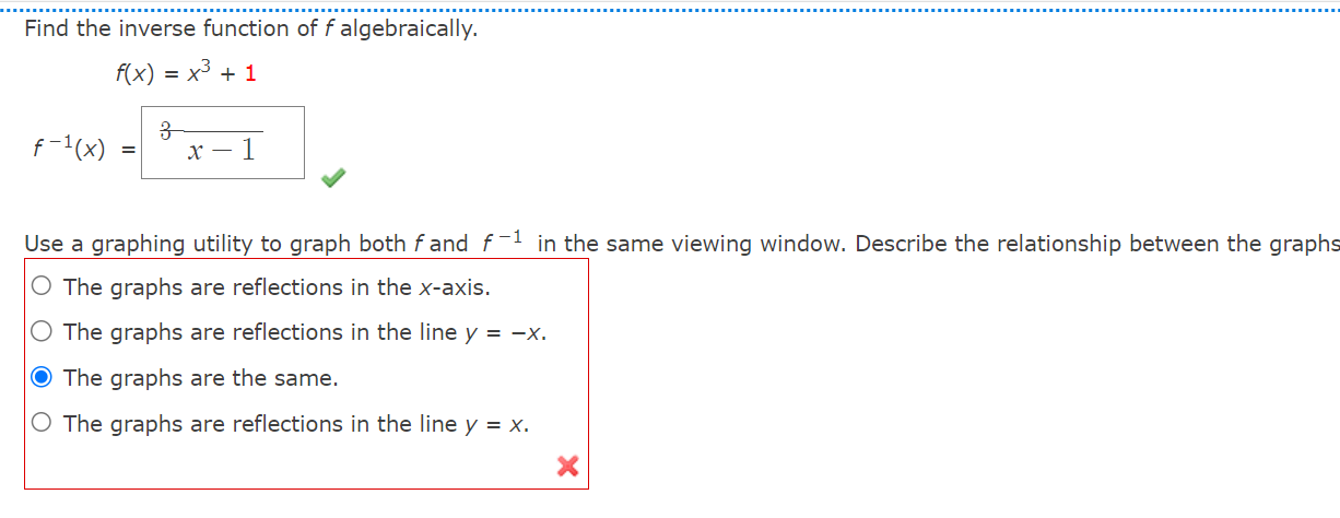 Solved Find the inverse function of f algebraically. | Chegg.com