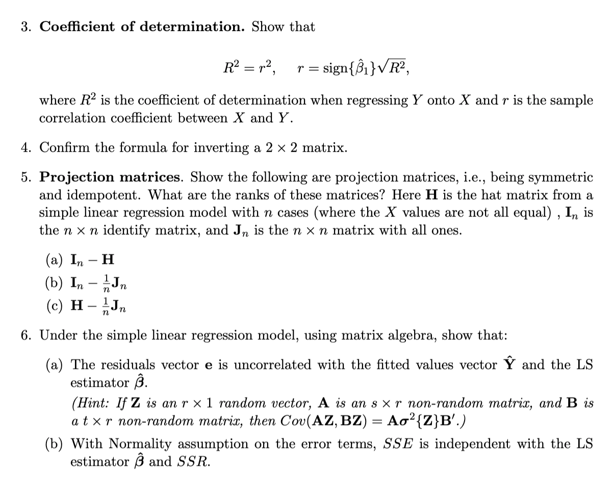 3. Coefficient of determination. Show that | Chegg.com