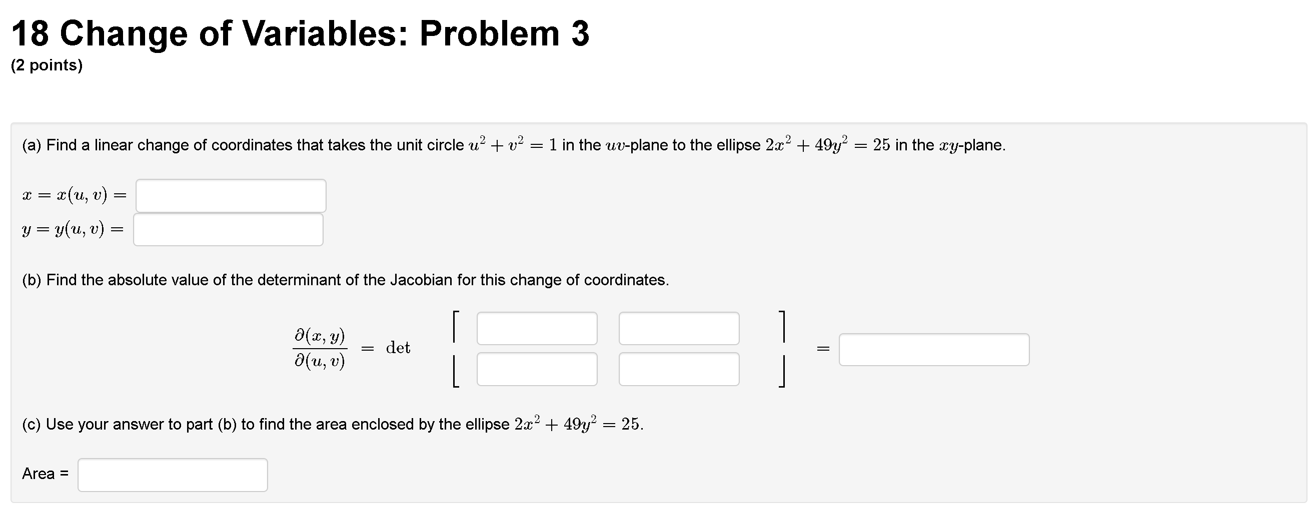 Solved 18 Change of Variables: Problem 3 (5 points) (a) Find | Chegg.com