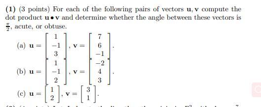 Solved (1) (3 points) For each of the following pairs of | Chegg.com