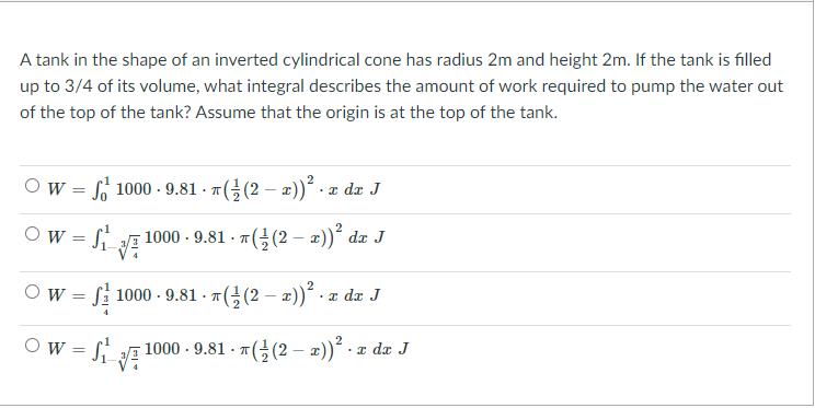 Solved A tank in the shape of an inverted cylindrical cone | Chegg.com