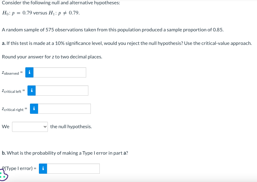 Solved Consider the following null and alternative | Chegg.com