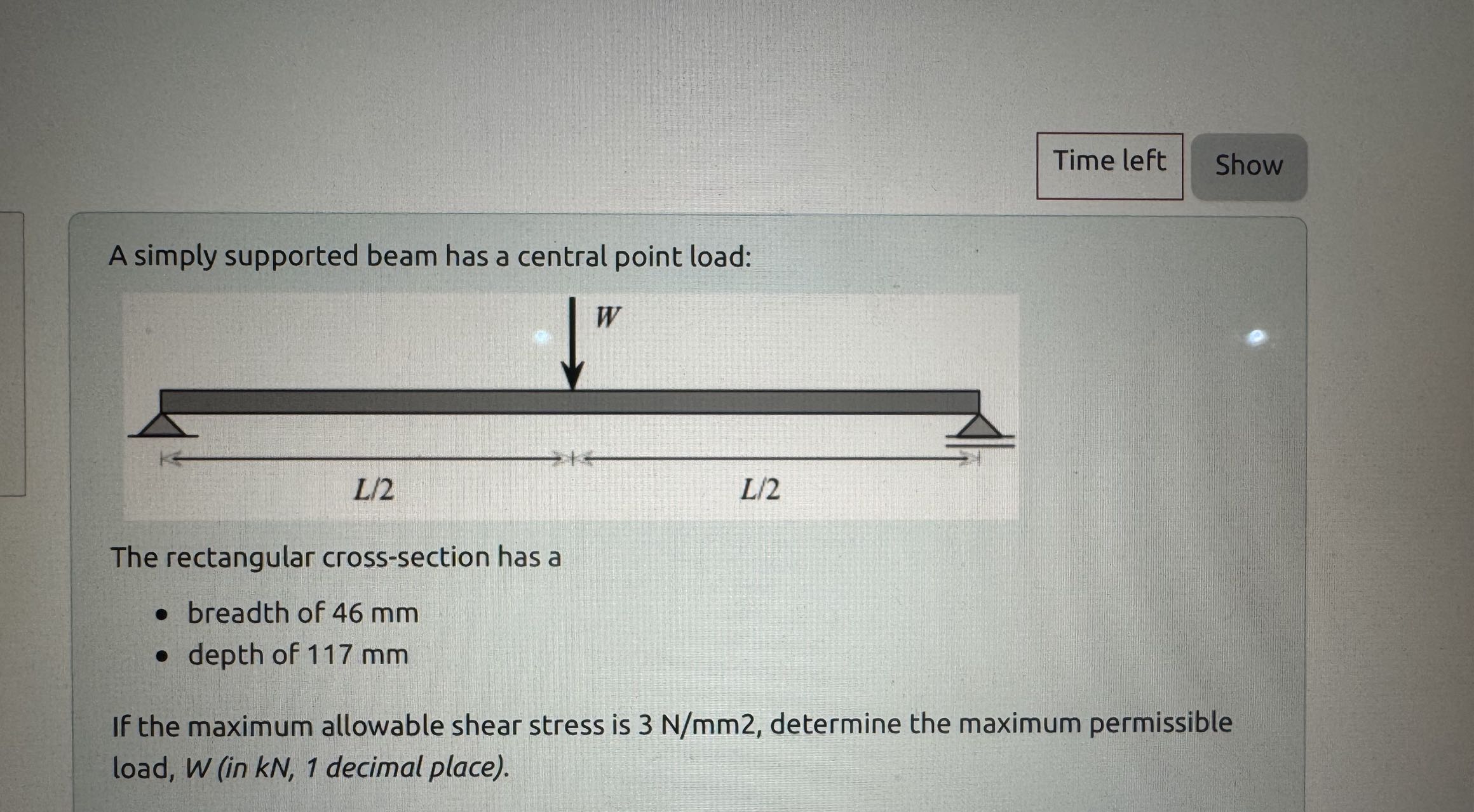Solved A simply supported beam has a central point load:The | Chegg.com