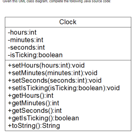 Solved Given this UML class diagram, complete the following | Chegg.com