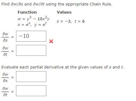 Solved Find ∂w/∂s and ∂w/∂t using the appropriate Chain | Chegg.com