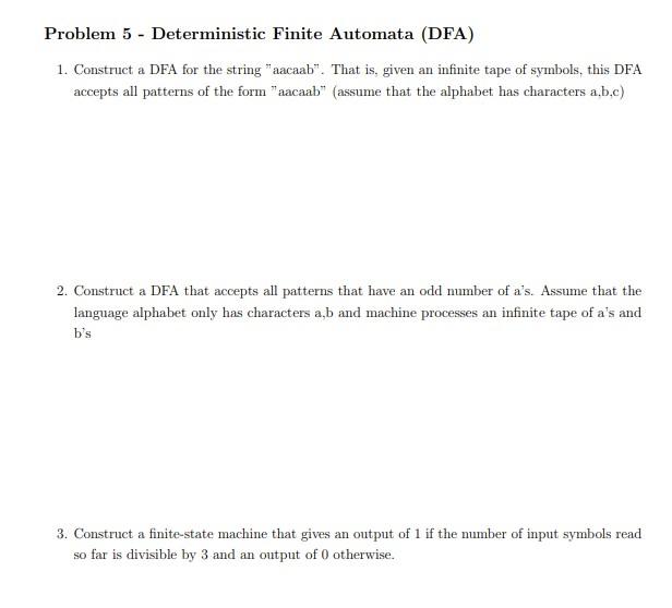 Solved Problem 5 Deterministic Finite Automata Dfa 1