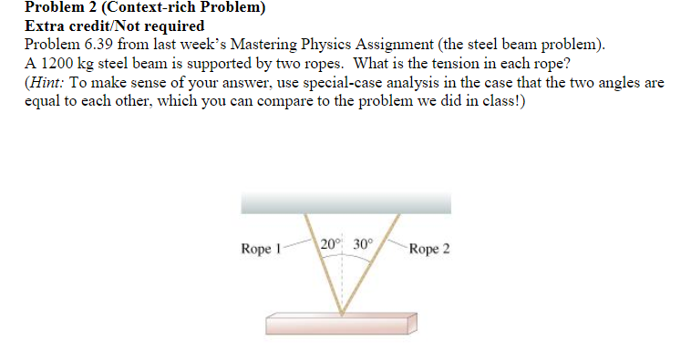 Solved Problem 2 (Context-rich Problem) Extra credit/Not | Chegg.com
