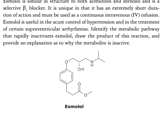 Solved Esmolol is similar in structure to both acebutolol | Chegg.com