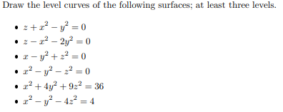 Solved Draw the level curves of the following surfaces; at | Chegg.com