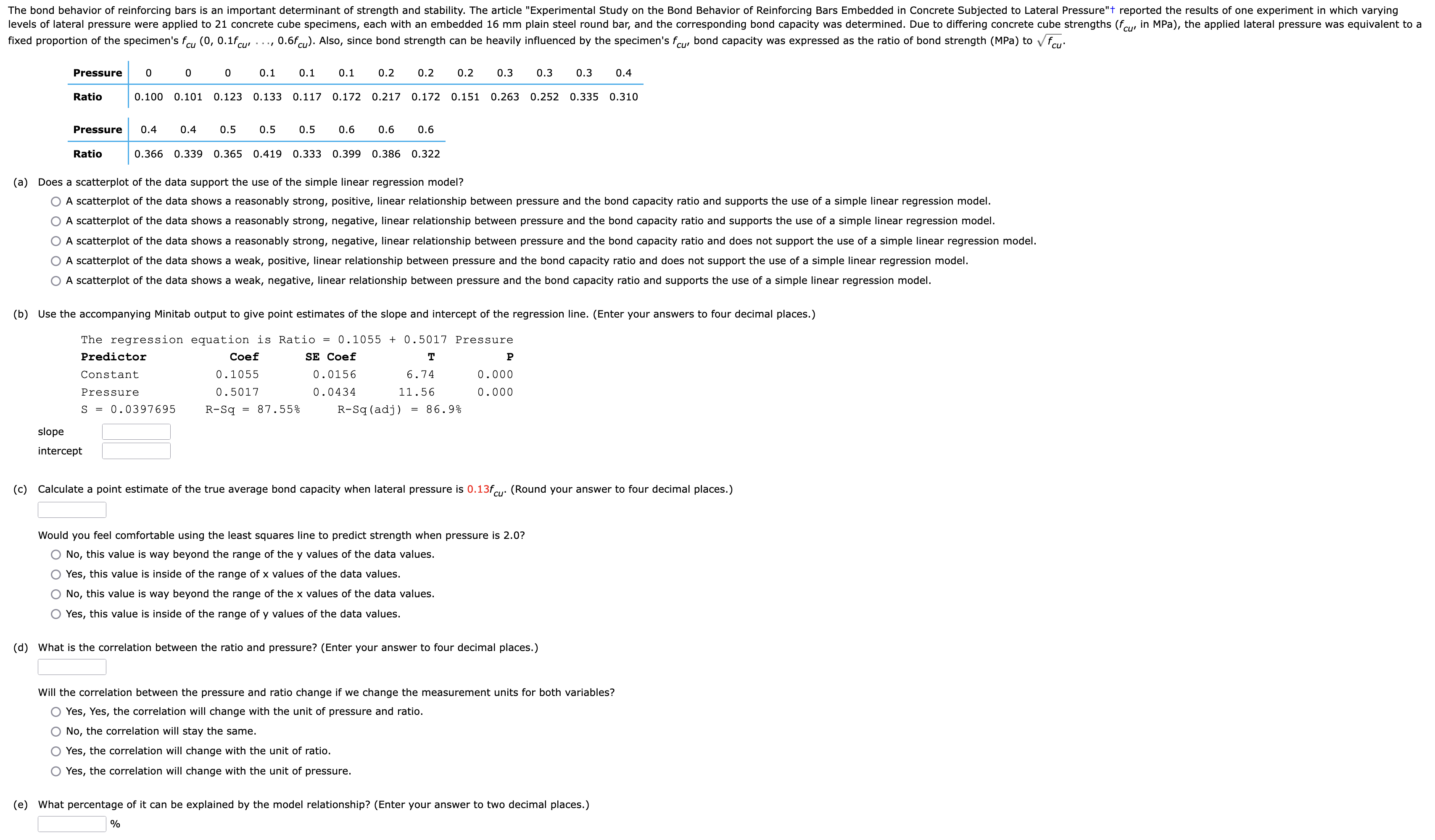 Solved (a) Does a scatterplot of the data support the use of | Chegg.com