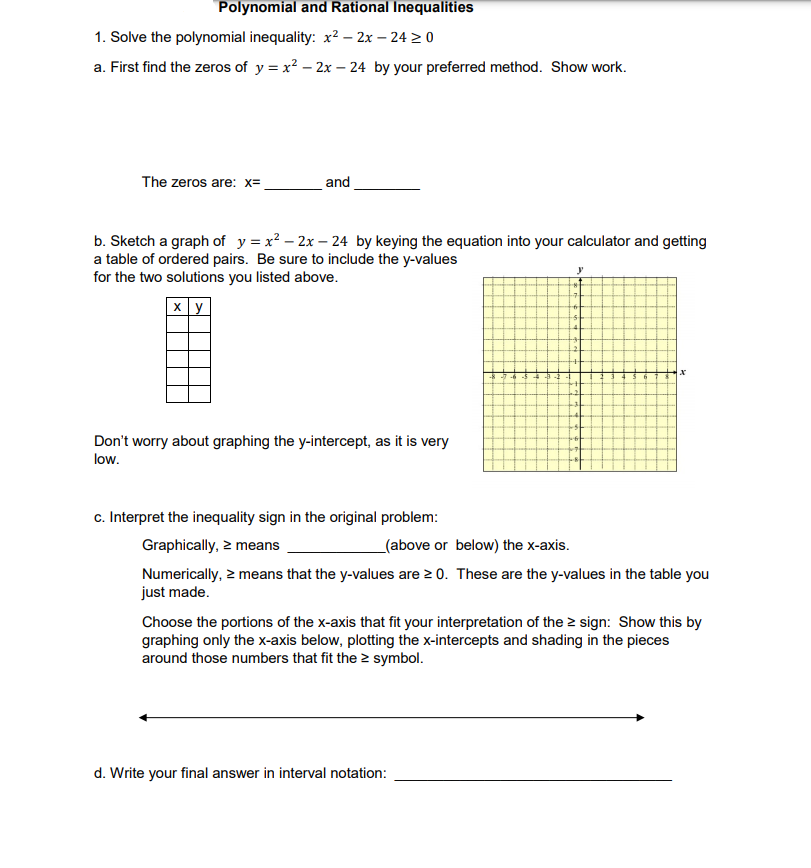 Solved Polynomial and Rational Inequalities 1. Solve the | Chegg.com