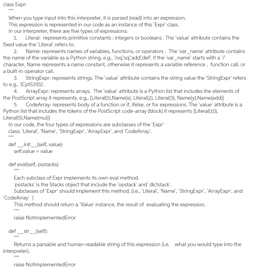 Solved class Expr: When you type input into this | Chegg.com