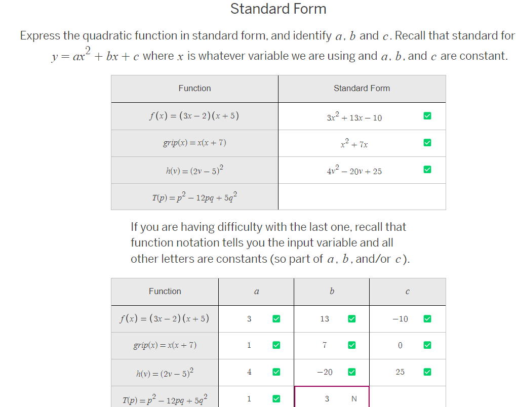Solved Standard FormExpress the quadratic function in | Chegg.com