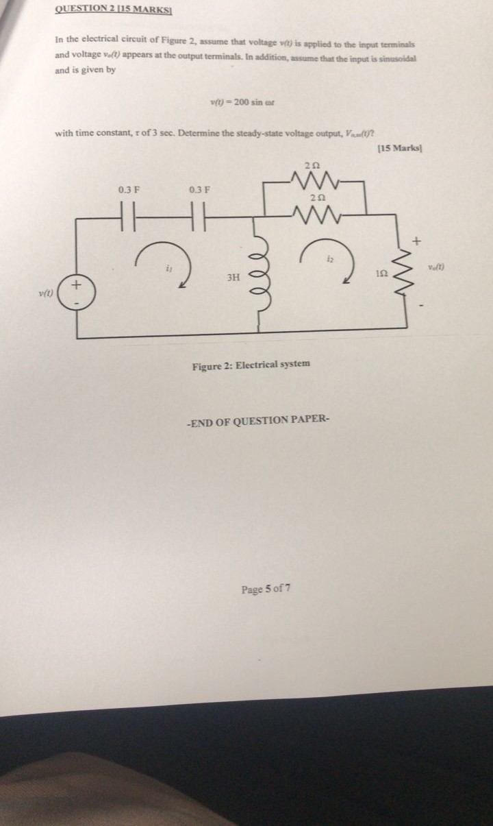 Solved QUESTION 2 [15 ﻿MARKS]In ﻿the electrical circuit of | Chegg.com